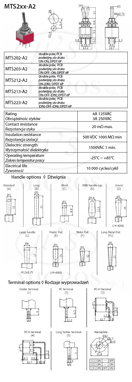 MTS202-A2; toggle switch; | Micros